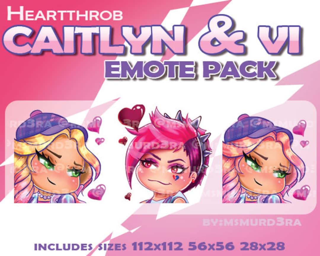 Heartthrob Caitlyn And Vi League Of Legends Emote Twitch Emote Set Caitlyn Emotes Lol Emote