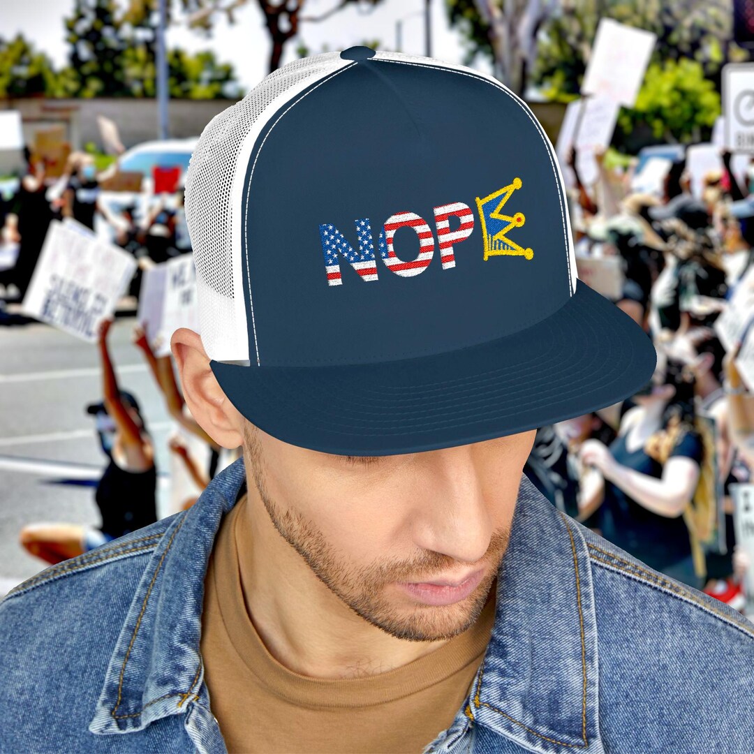 No Kings American Flag Trucker Hat. NOPE Pro Democracy Activism Patriot ...