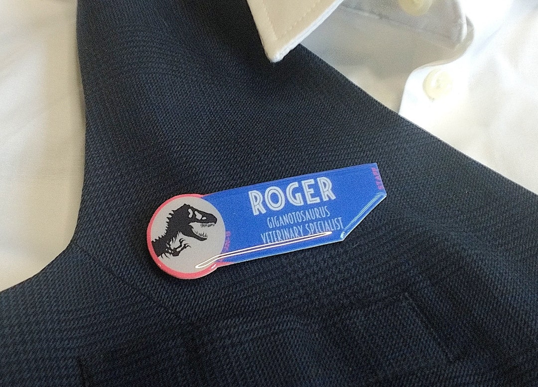Personalized JURASSIC STAFF Name Tag. Custom Dinosaur Park Employee ...