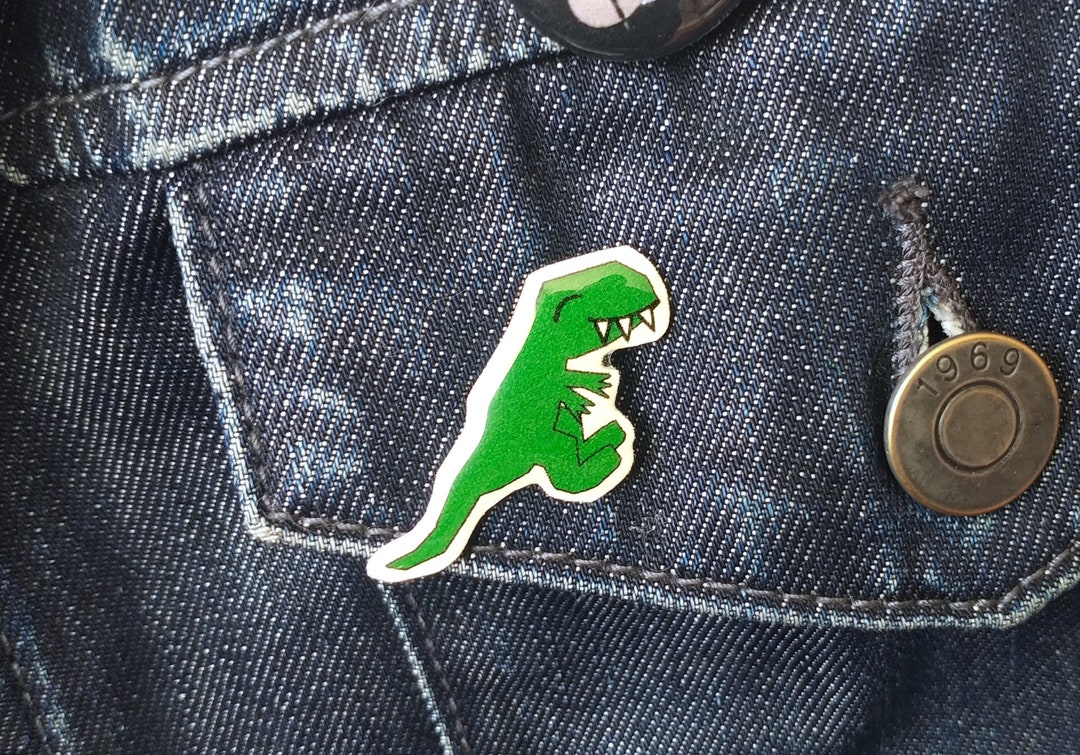 Cute T-rex Pin Kawaii Style Dinosaur Pin Made of Shrink Plastic and ...