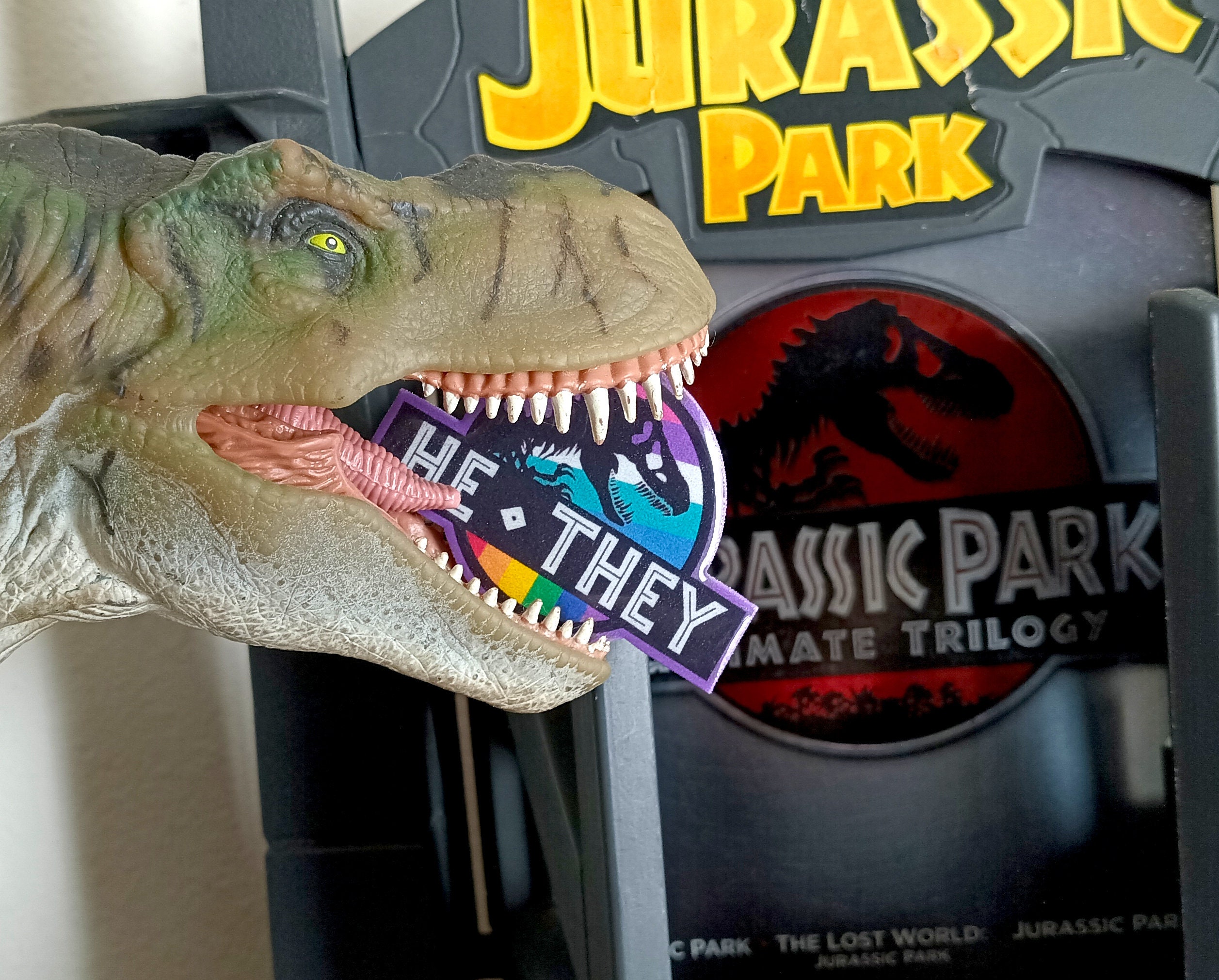 Personalized Pronouns Name Tag. Mock Jurassic Staff Custom Glossy ...