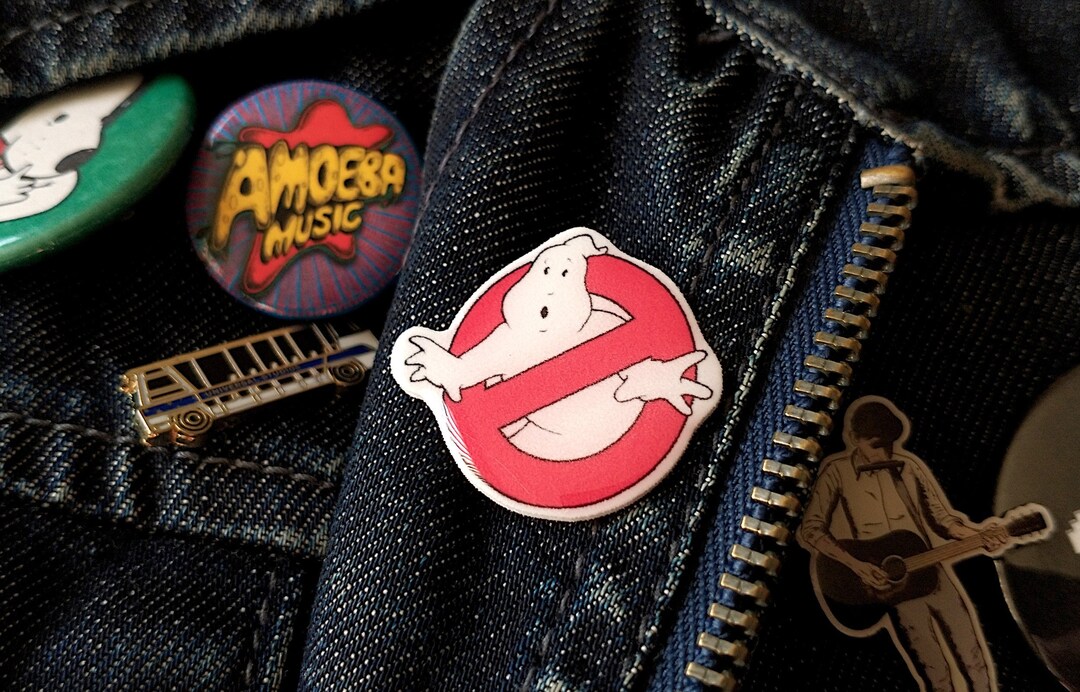 No Ghost Logo Charm Handmade PIN or FRIDGE MAGNET Busters Classic Movie ...