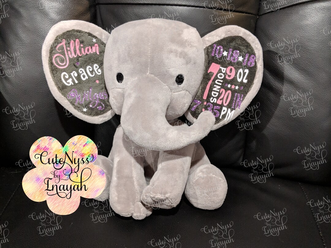 Personalized Birth Stats Elephant, Newborn Gift, New Baby Gift ...