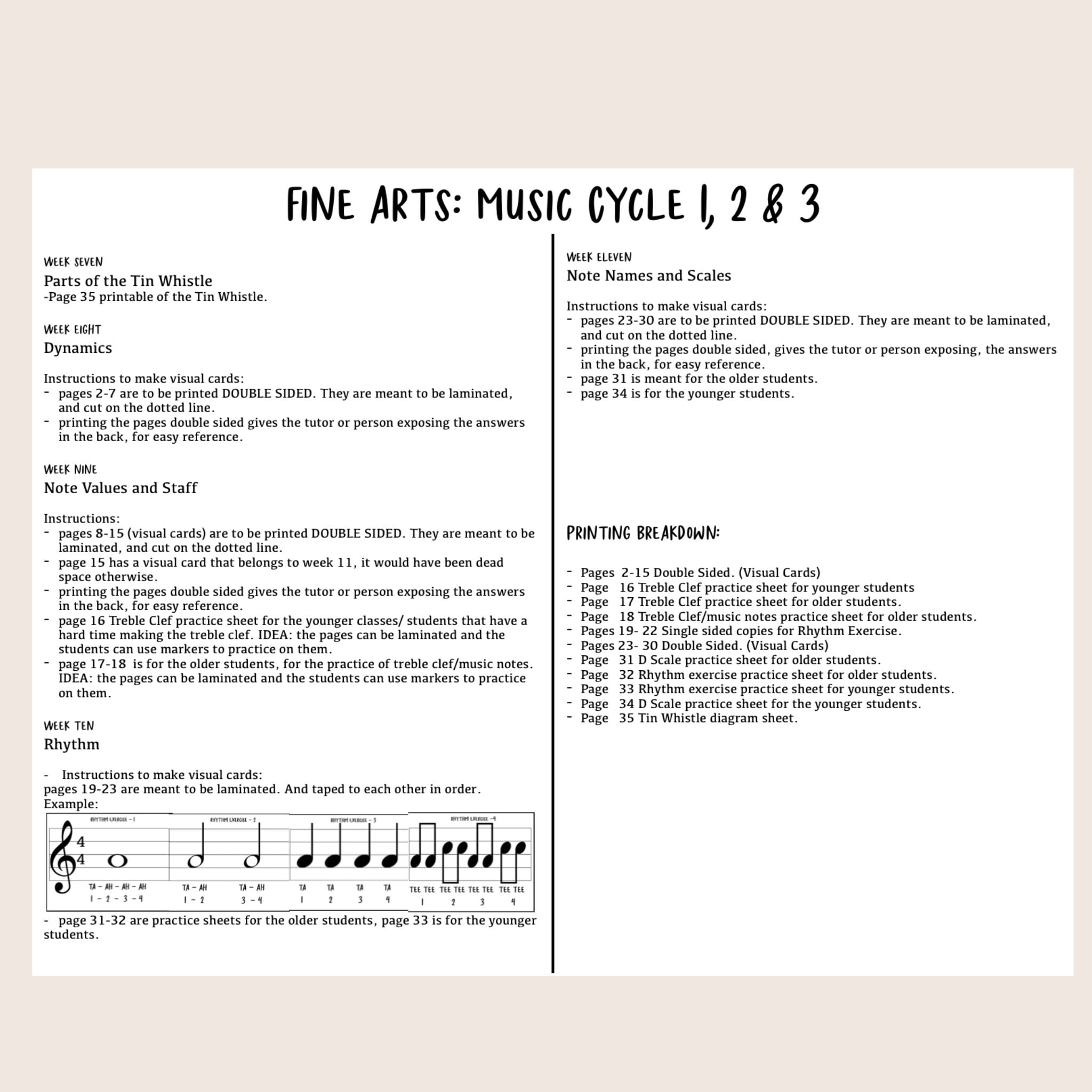 CC Cycle 3 Fine Arts Music Weeks 7-11 PDF - Etsy