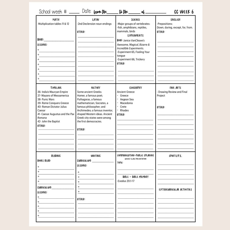 CC Cycle 2 School Record Keeping Journal Whole School Year Easy and ...