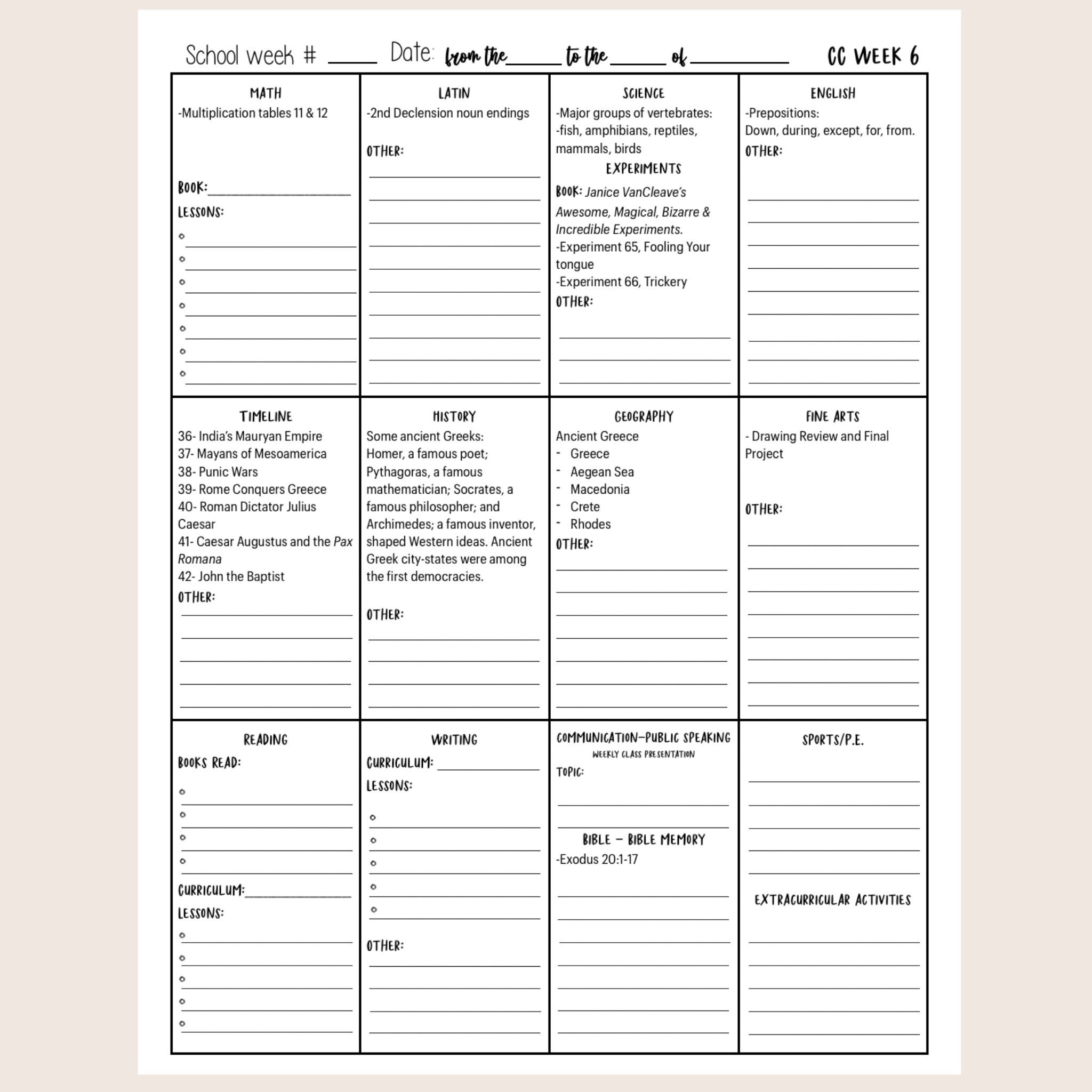 CC Cycle 2 School Record Keeping Journal Whole School Year Easy and ...