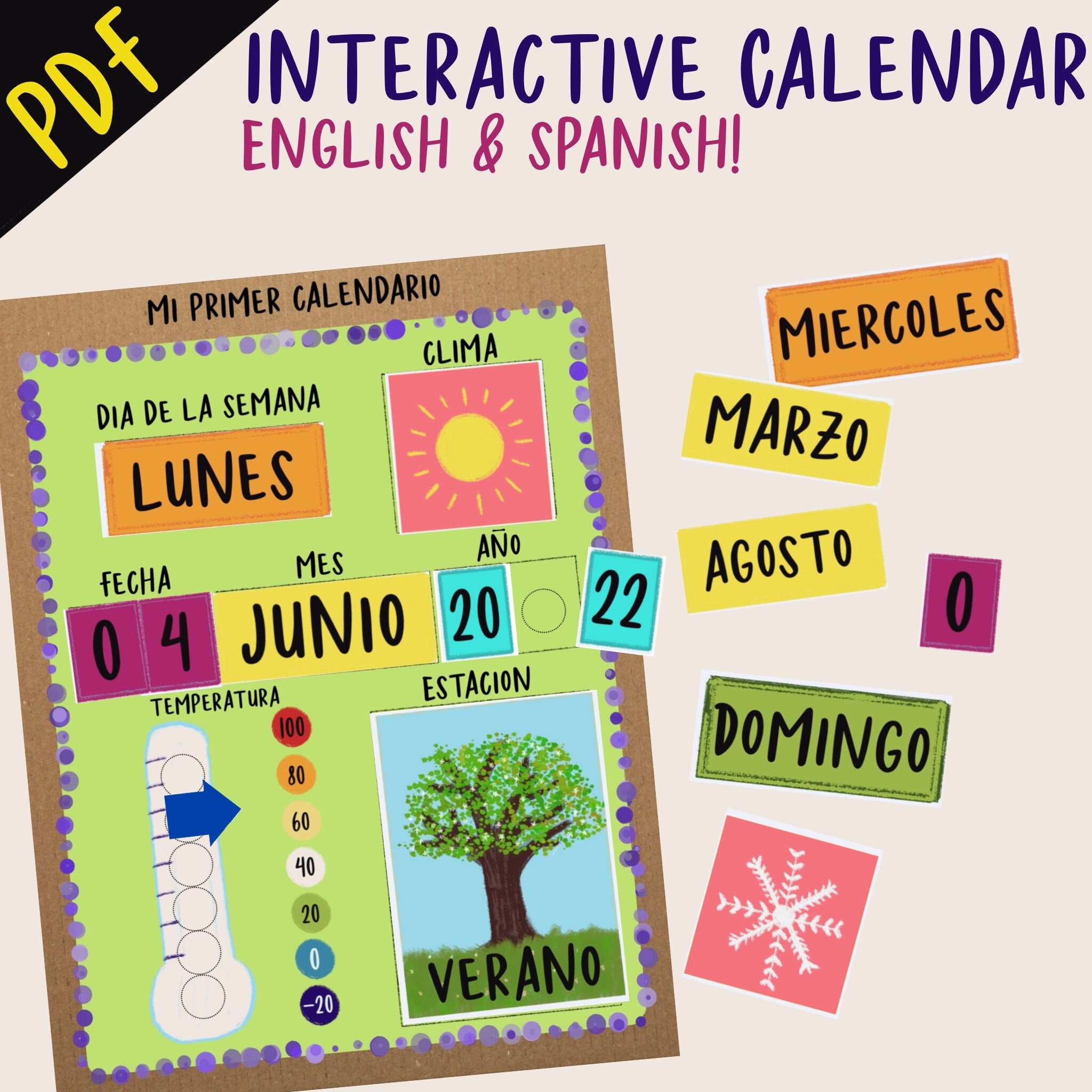 Interactive Calendar - Bilingual - English and Spanish Versions - Busy ...