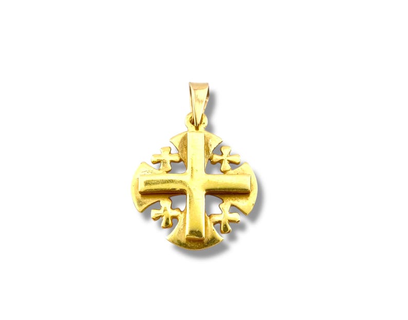 Vintage 18k Yellow Gold Jerusalem Cross Five-fold Cross Pendant - Etsy