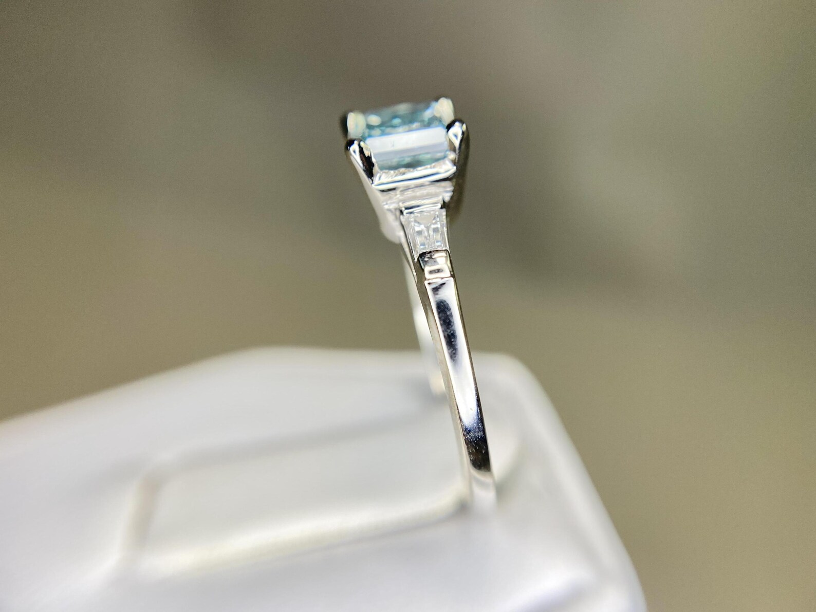 Vintage Platinum Natural Fancy Blue Princess Cut Diamond Engagement ...