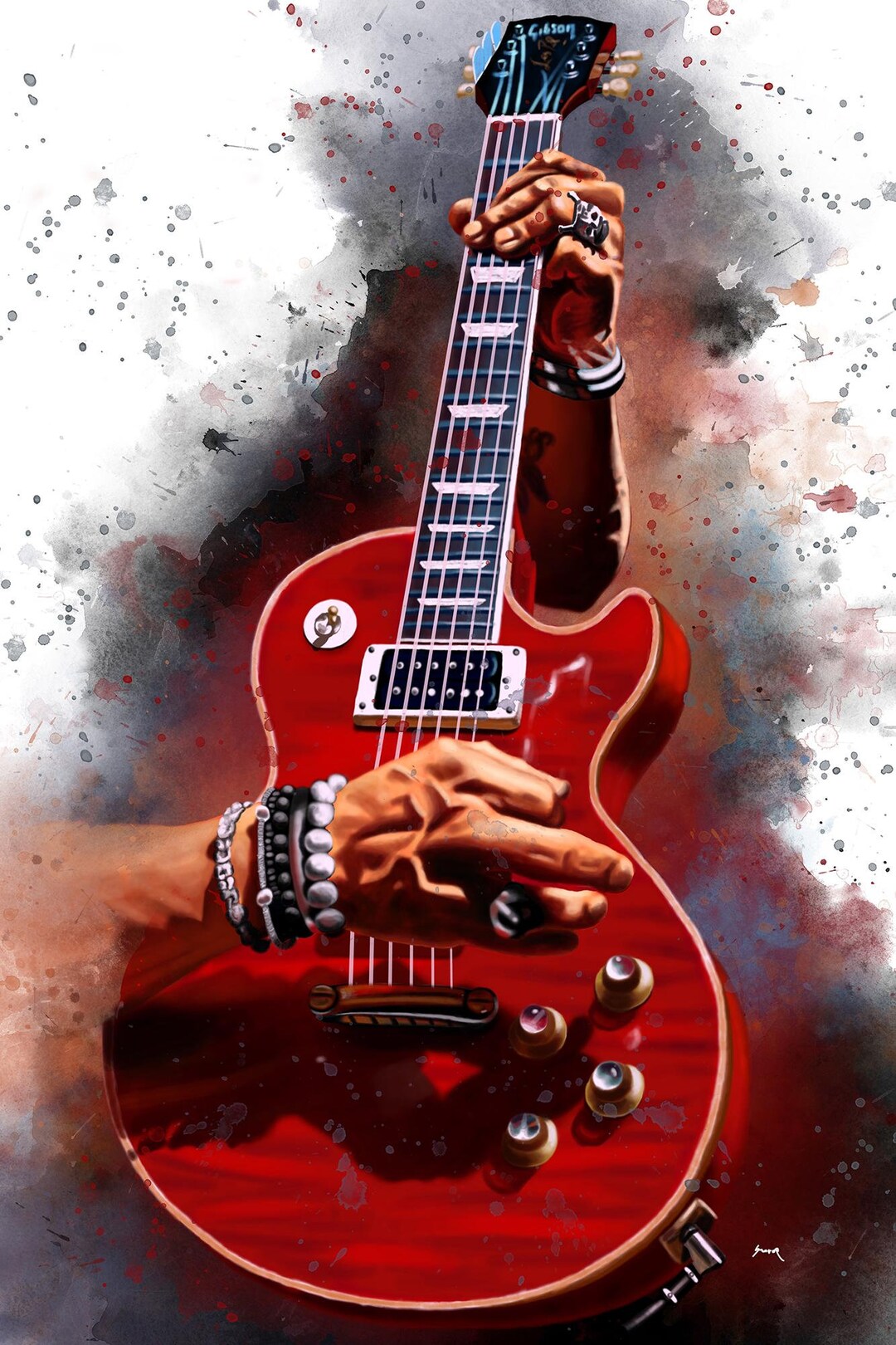 Slasher Red, Electric Guitar Wall Art, Painting 24x36 - Etsy