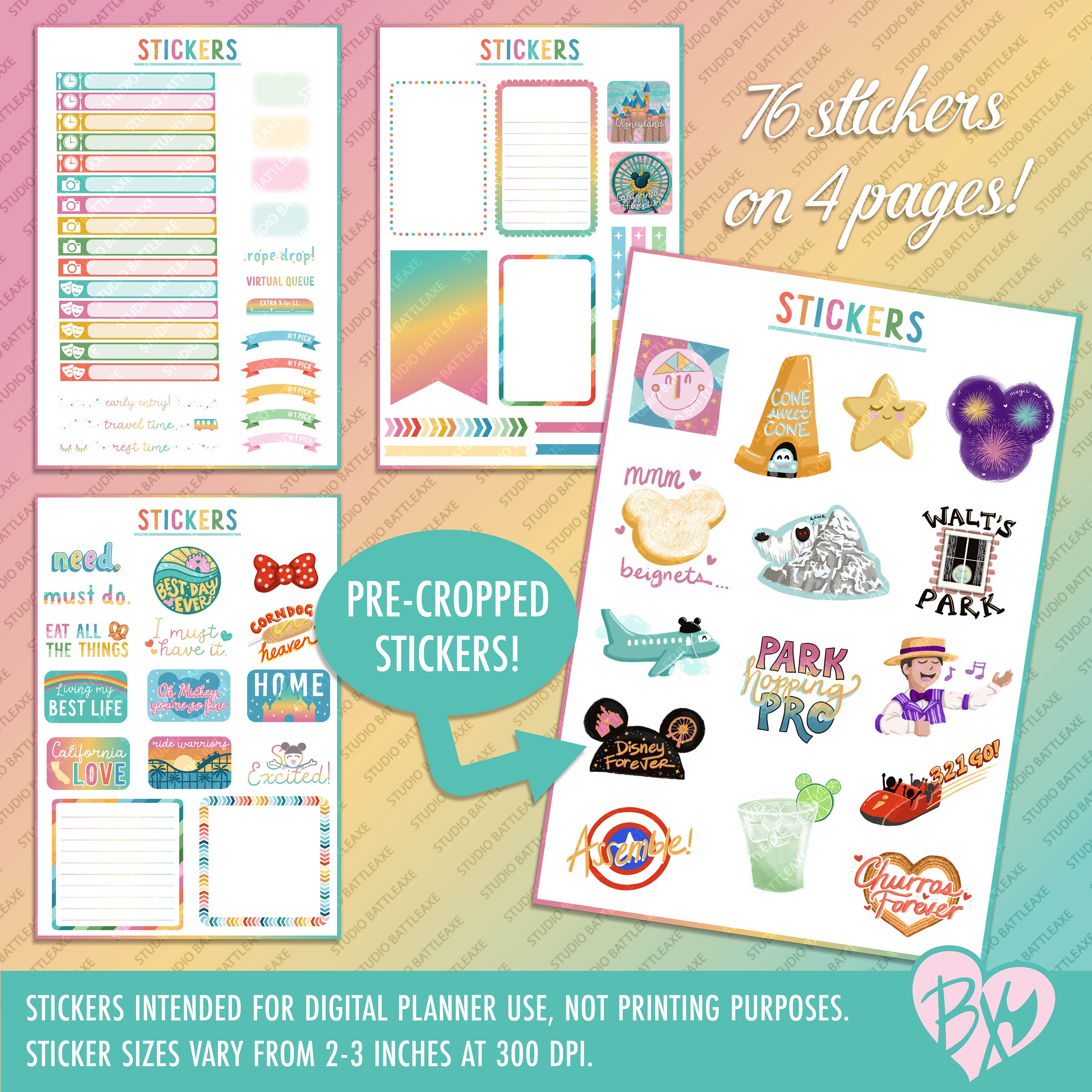 Dis Land Digital Planner Stickers - Etsy