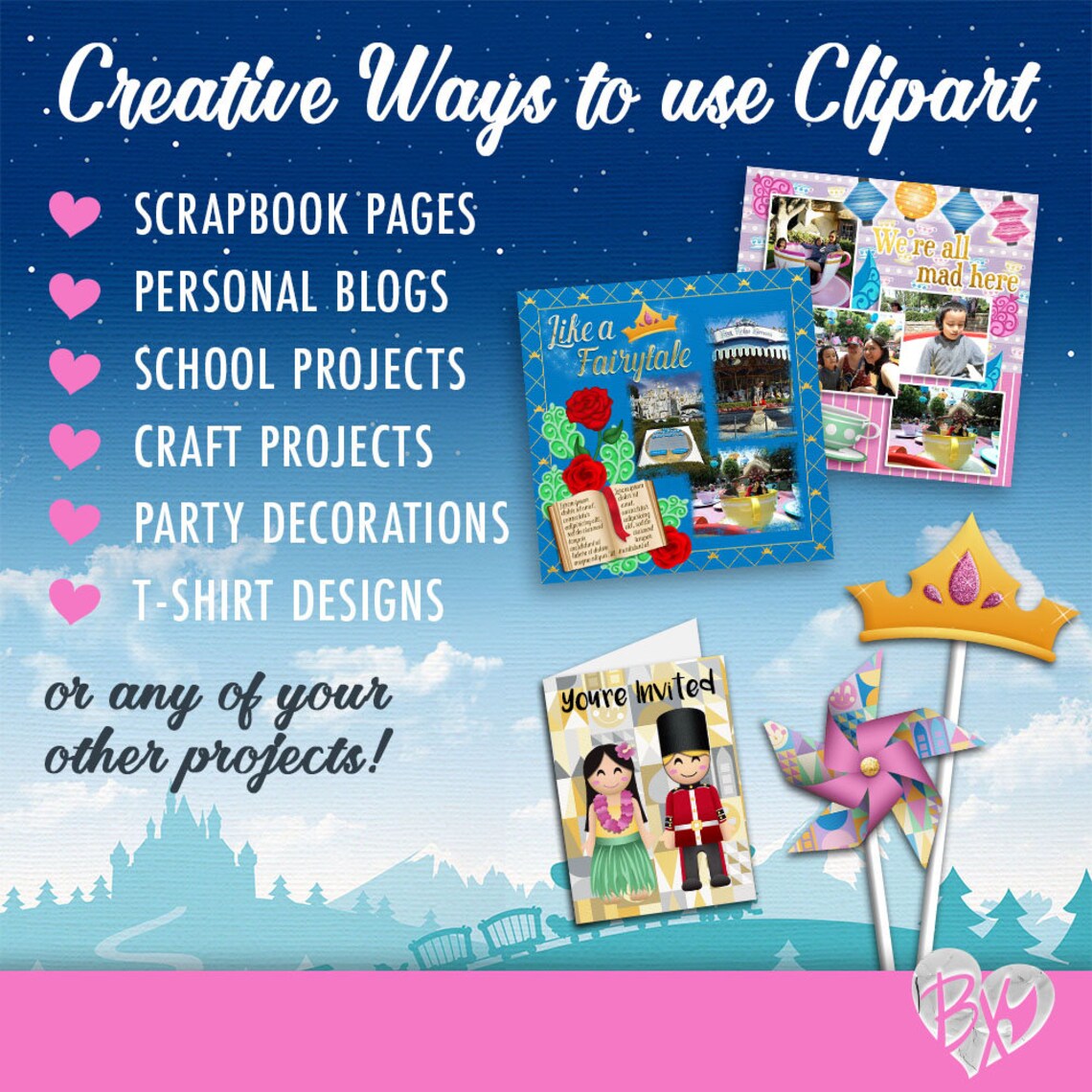 Storybook Fantasy FULL KIT clip Art & Papers - Etsy