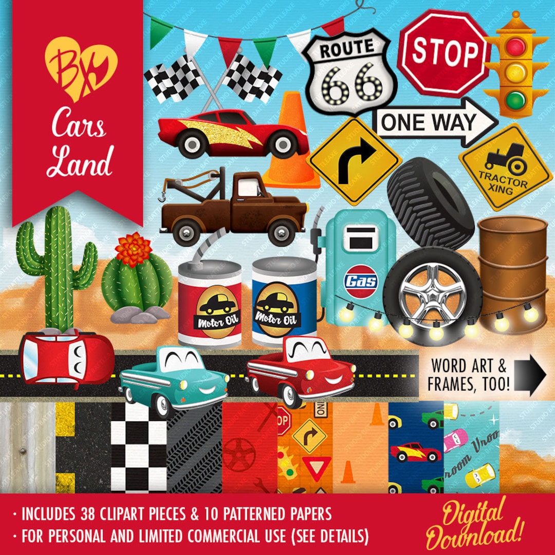 Cars Land FULL KIT (clip Art & Papers) - Etsy
