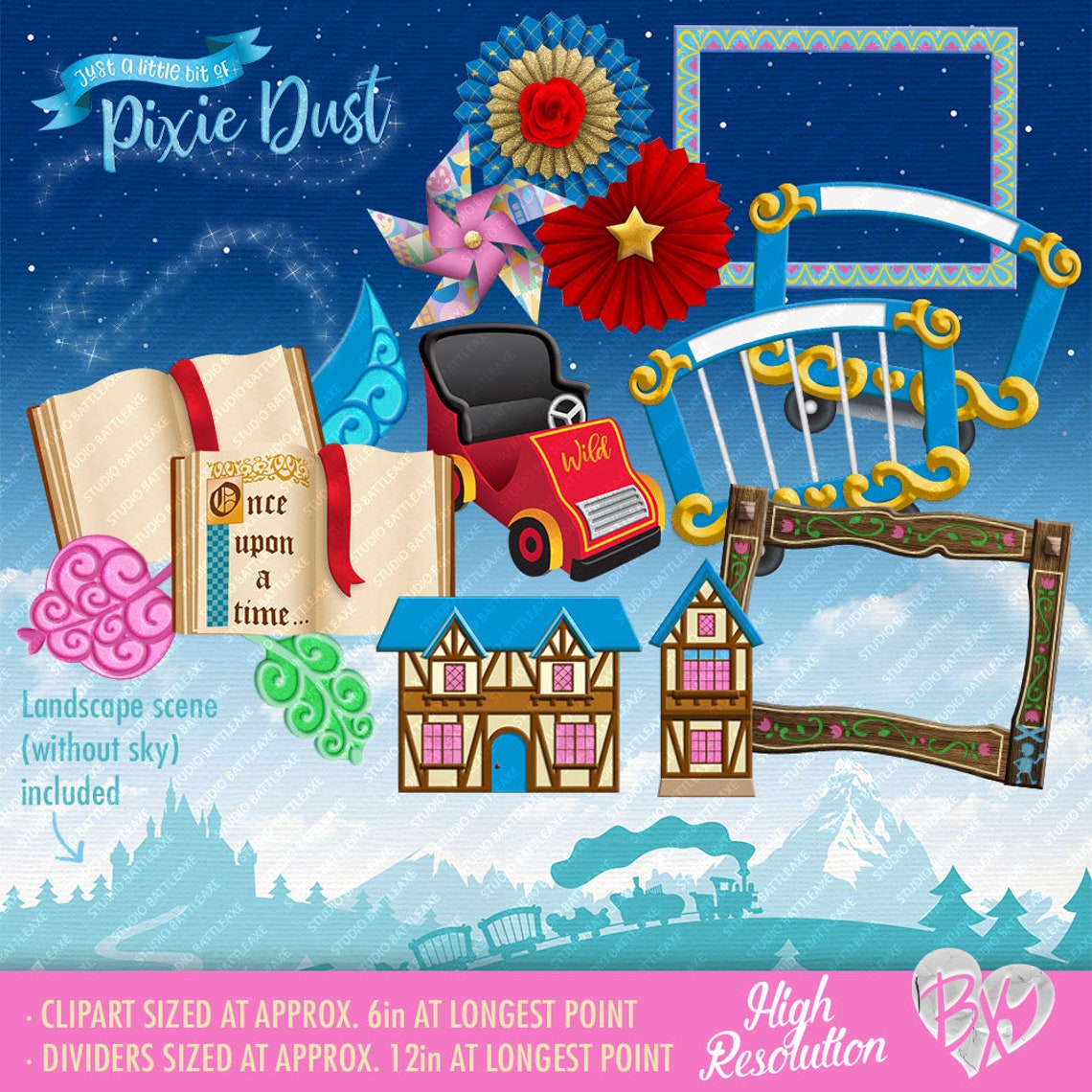 Storybook Fantasy FULL KIT clip Art & Papers - Etsy