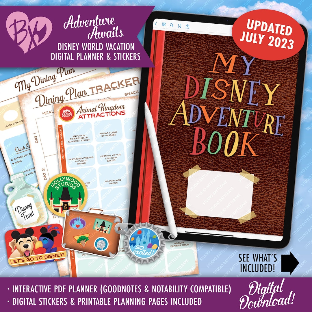 Dis World Digital Vacation PLANNER AND STICKERS (adventure Awaits Theme ...