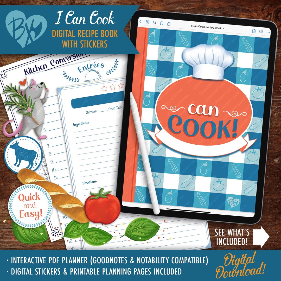 I Can Cook Digital RECIPE BOOK & STICKERS - Etsy.de