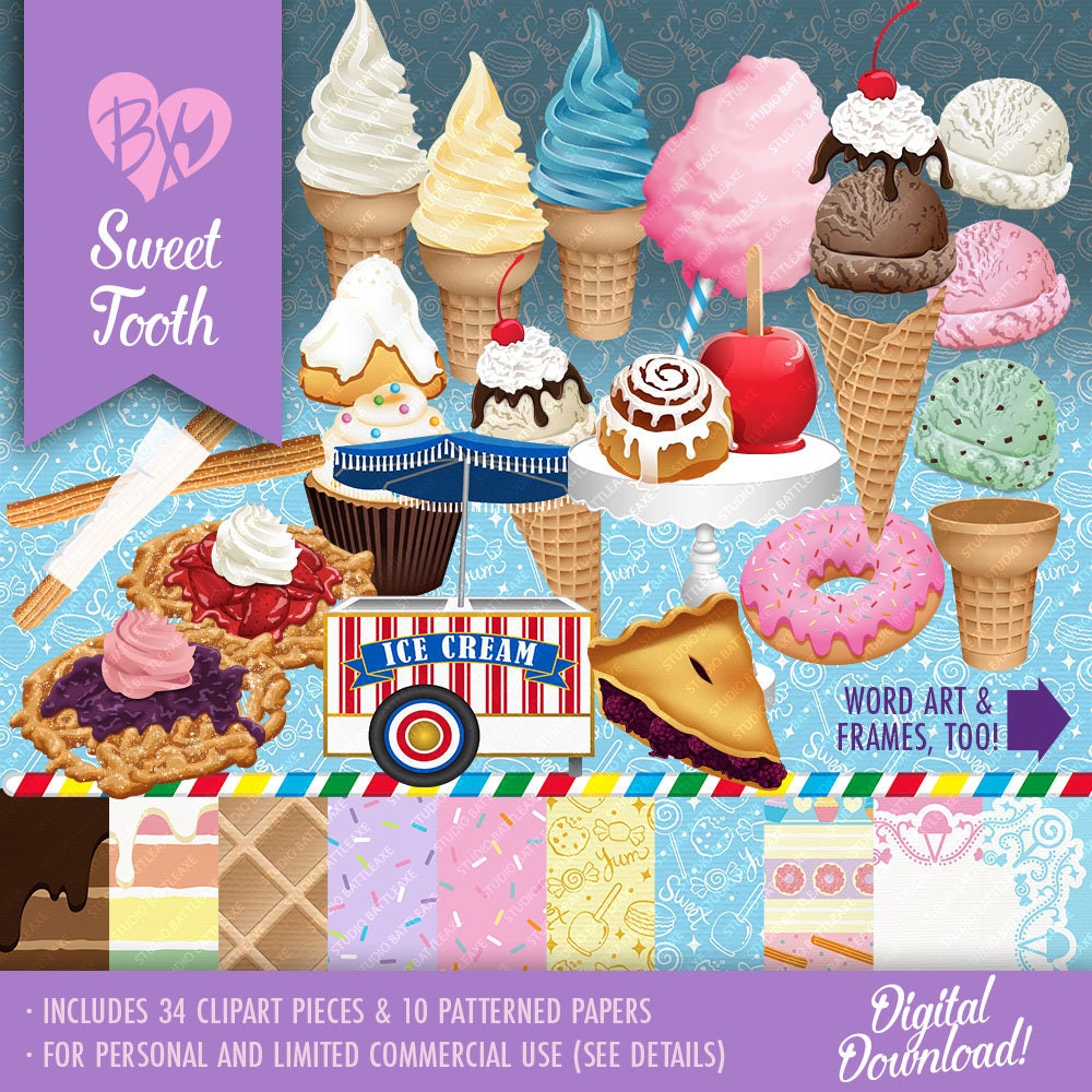Sweet Tooth FULL KIT (clipart & Papers) - Etsy