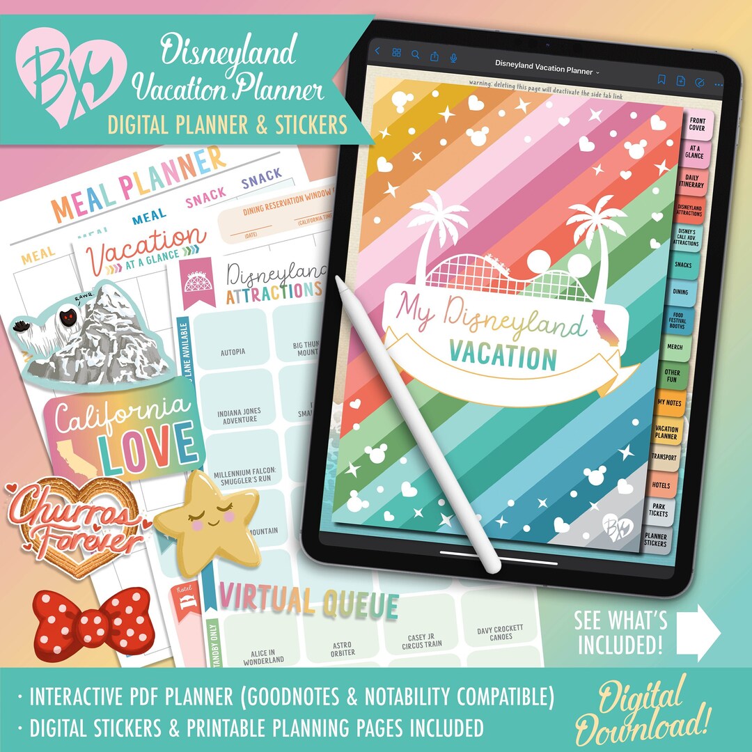 Dis Land Rainbow Vacation Planner - Etsy