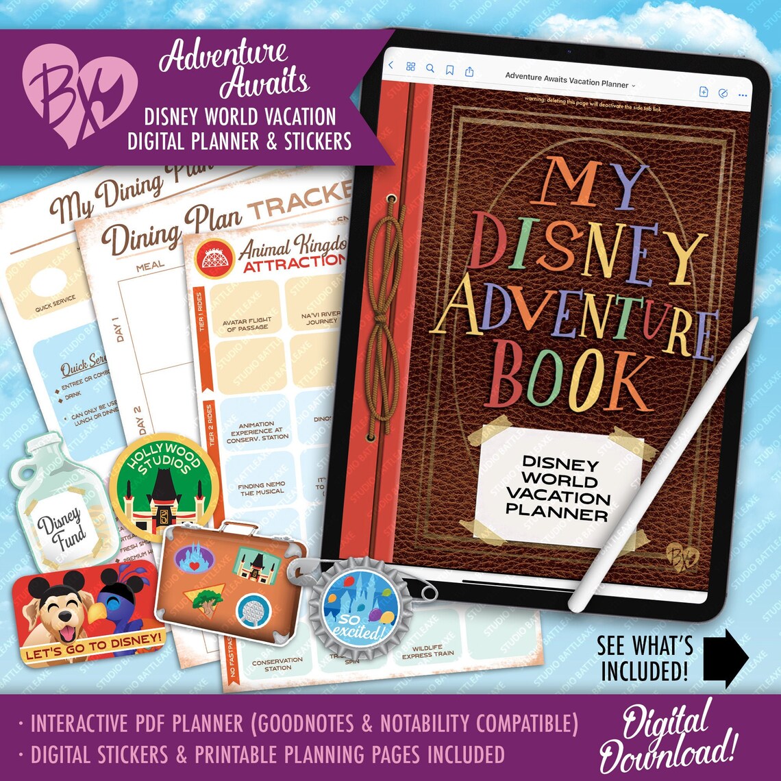 Dis World Digital Vacation PLANNER AND STICKERS Adventure | Etsy