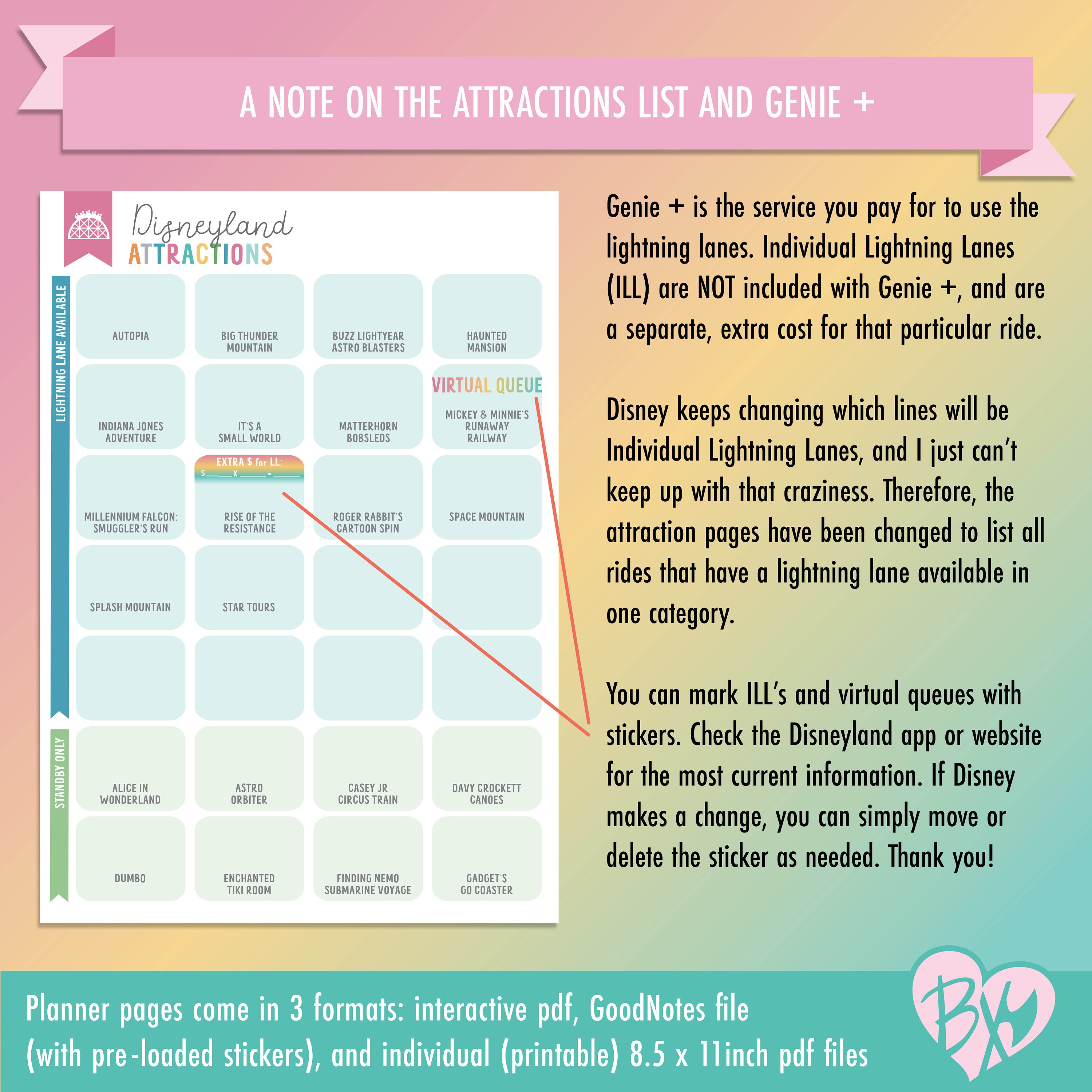 Dis Land Rainbow Vacation Planner - Etsy