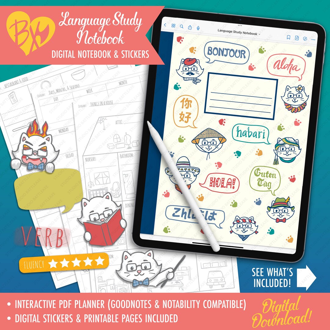 Digital Language Study Notebook - Etsy