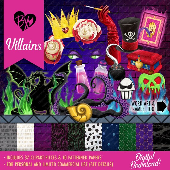 Villains FULL KIT clipart & Papers | Etsy