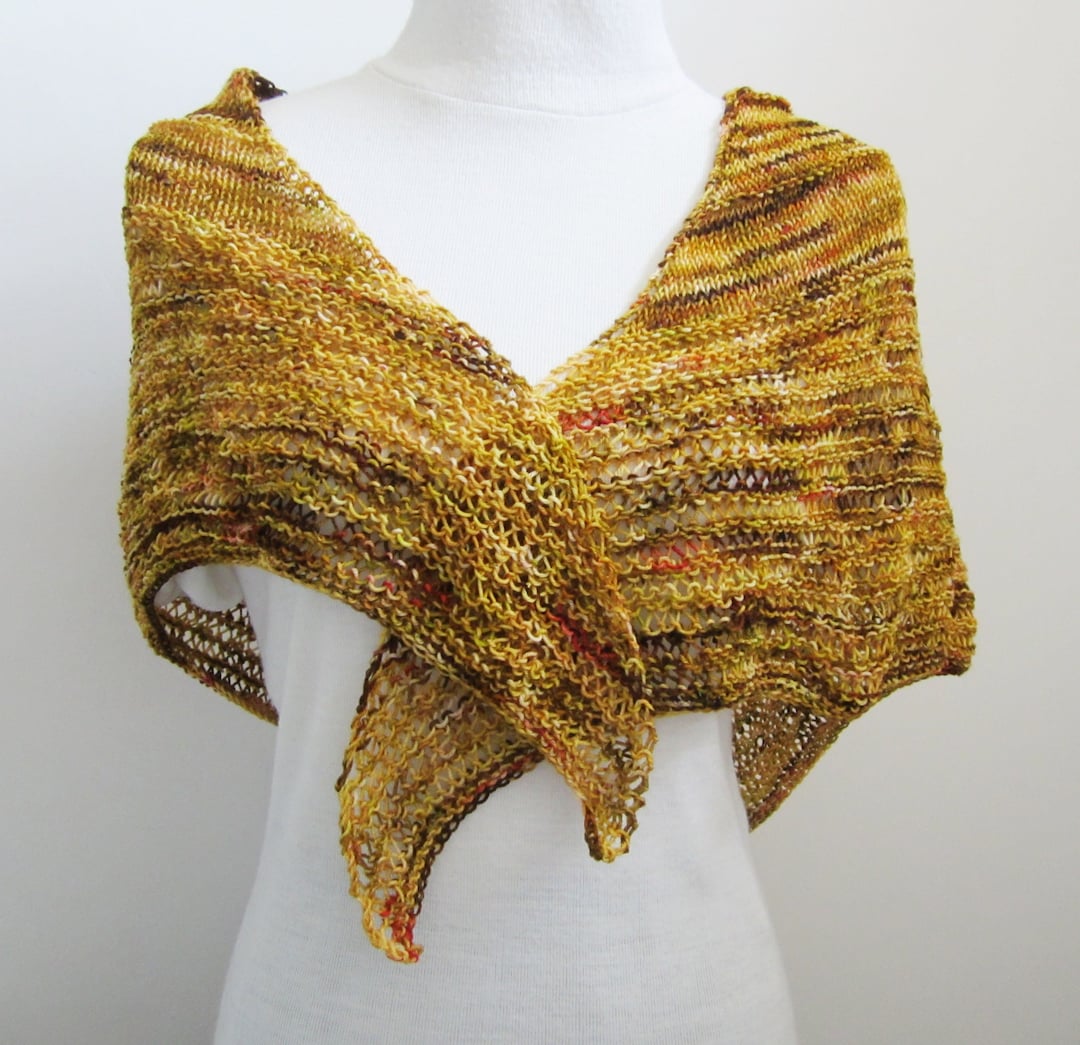 Knitted Shawl Merino Wool Autumn Colors One Piece Hand Dyed Merino Wool ...
