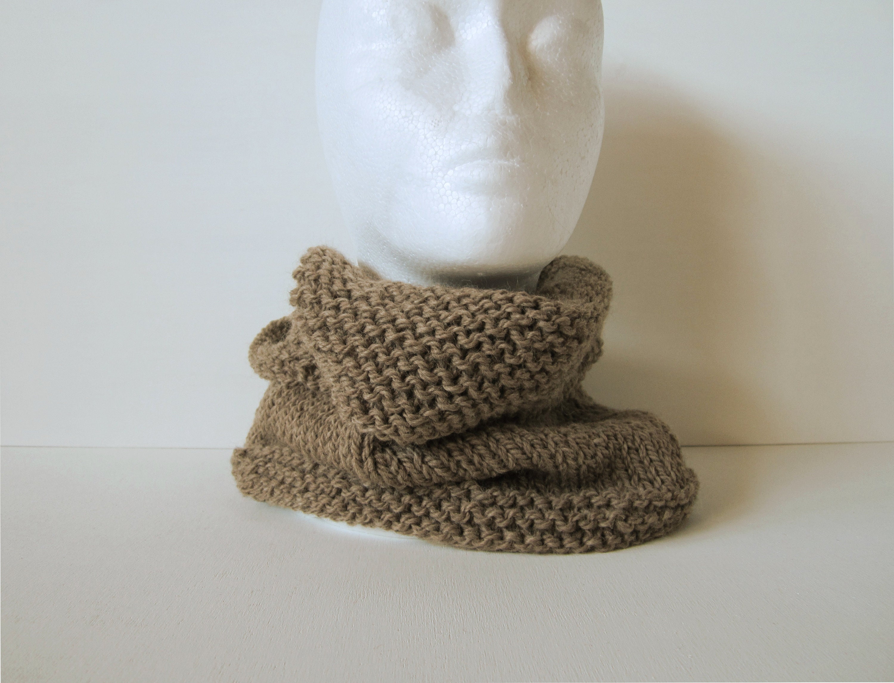 Beige knitted wool neck warmer unisex knitted wool collar | Etsy