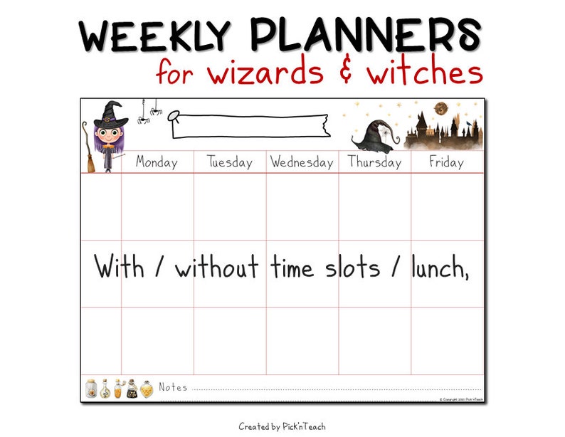 60 WEEKLY Planners, Timetables, Schedules for WIZARDS - Ready-to-print ...