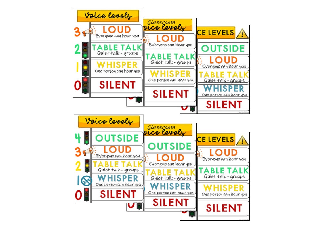 Classroom Management Voice Level Charts Road Signs Posters for the ...