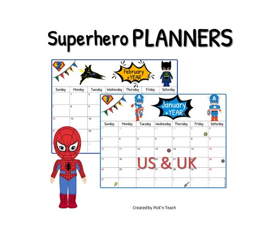 Superhero Printable Calendar