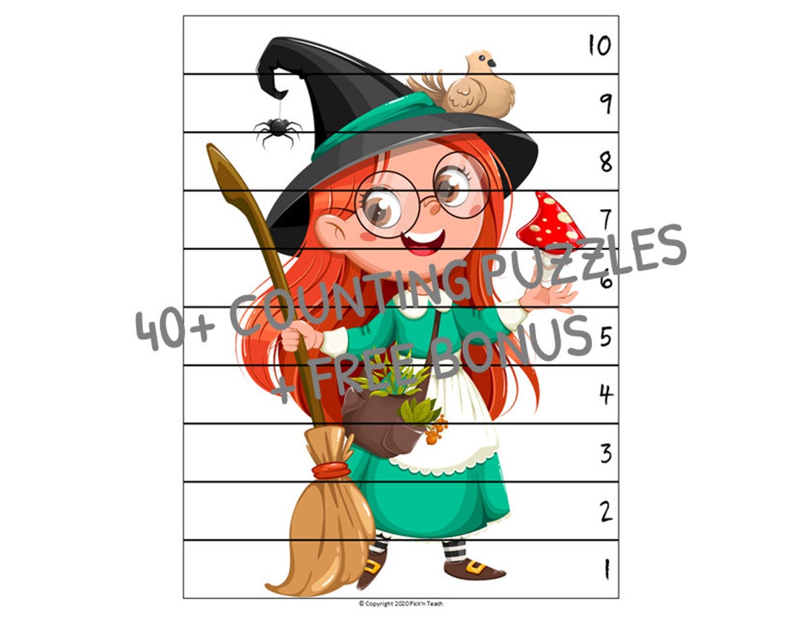 Number PUZZLES for Wizards to Learn Counting by 1s, 2s, 3s, 5s, 10s ...