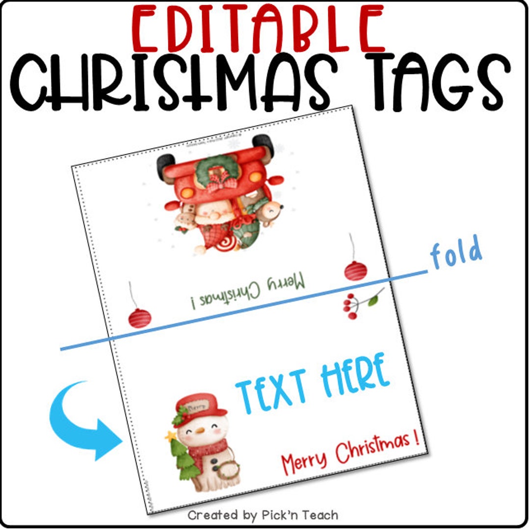 Christmas EDITABLE NAME TAGS Templates , Holiday Party, Folded, Family ...