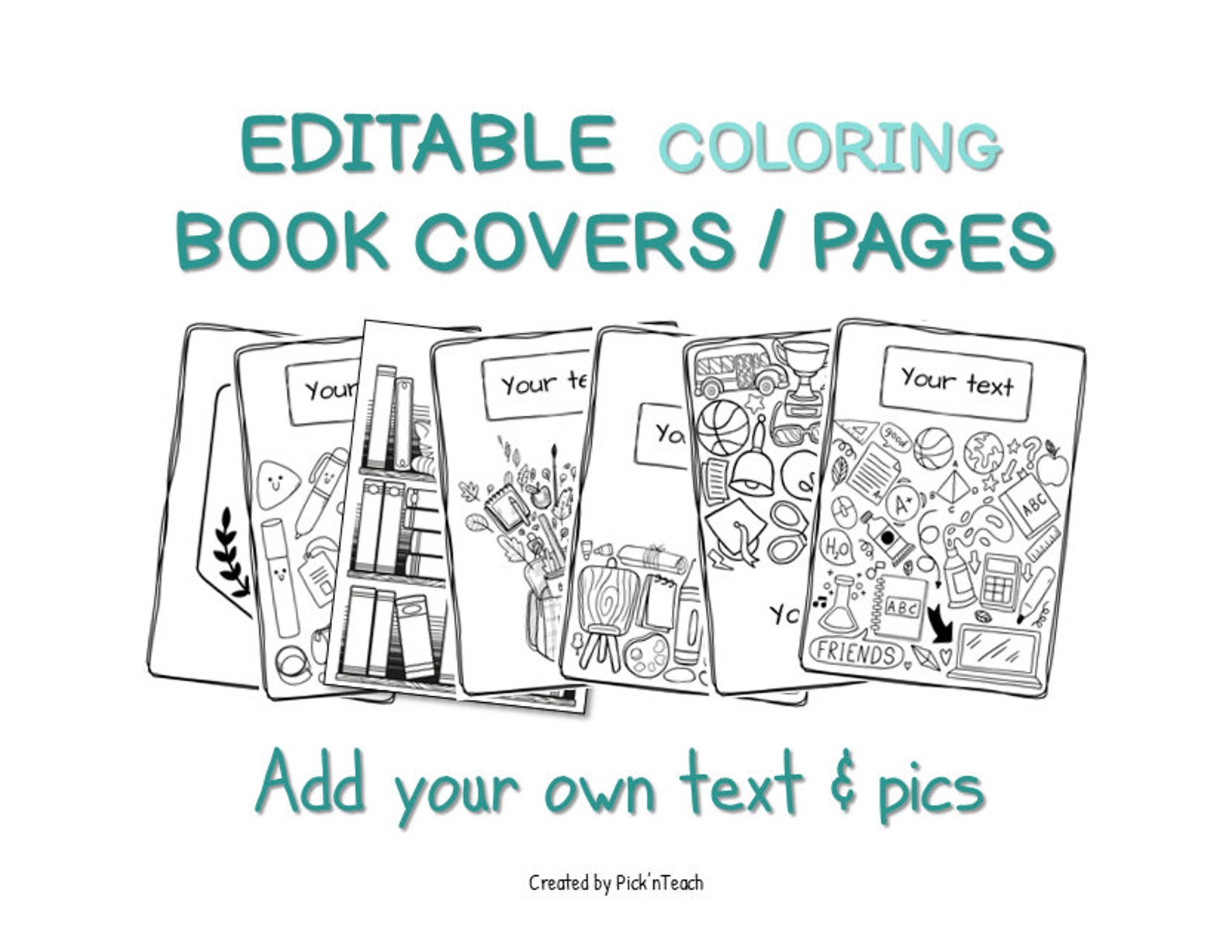180+ Editable Coloring Book Covers / Pages for Back to School - Add ...