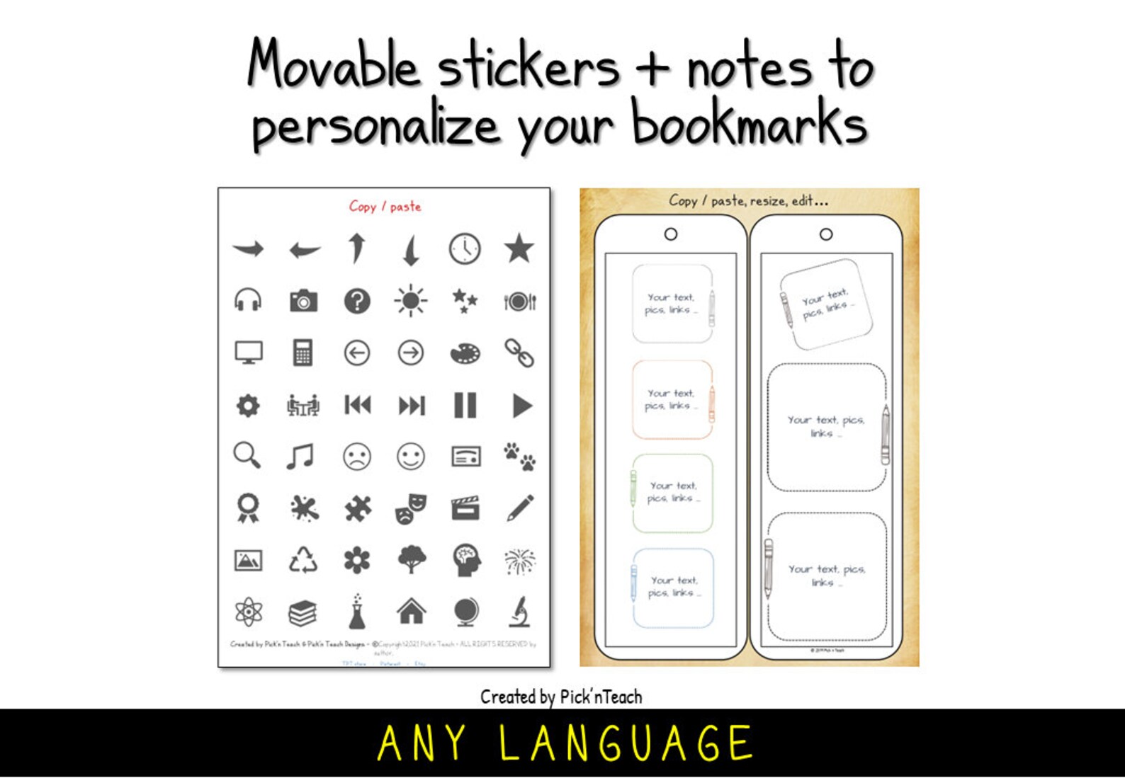 EDITABLE Bookmark Templates Add Your Text Pictures... for - Etsy