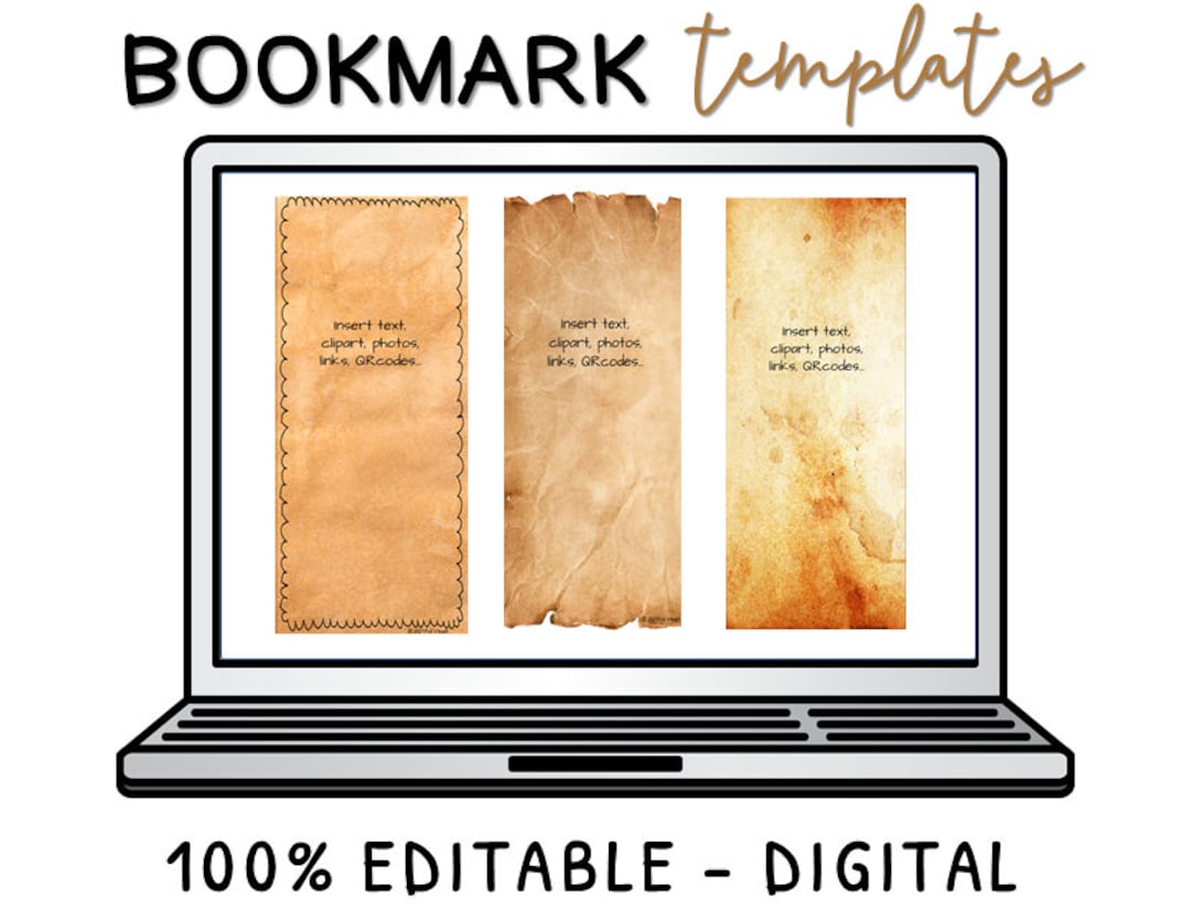 Editable BOOKMARK Templates Parchment Paper Personalize, Add Your Own ...