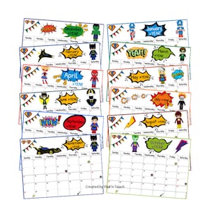 Superhero Printable Calendar