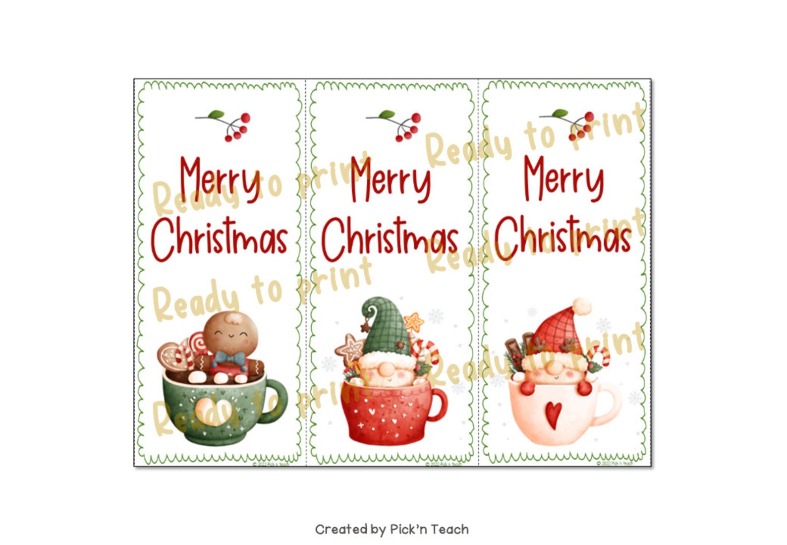 36 Bookmarks to Print for December,christmas Greetings Gifts Family and ...