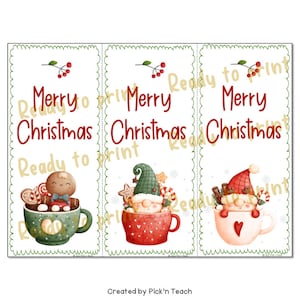 36 Bookmarks to Print for December,christmas Greetings Gifts Family and ...