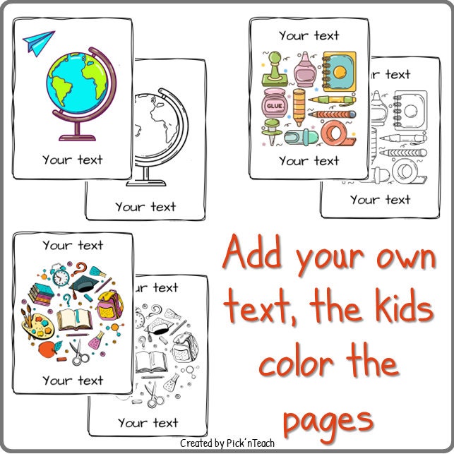EDITABLE BUNDLE of Coloring Book Covers / Pages for Back to School 120 ...