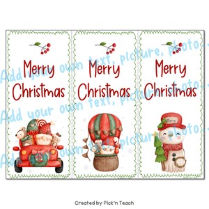 Editable BOOKMARK Templates for Christmas - Add Your Own Text and ...