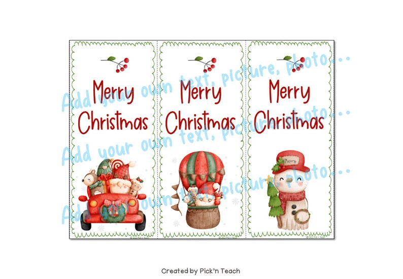 Editable Christmas Bookmarks – DIY Google Slides, Powerpoint (digital ...