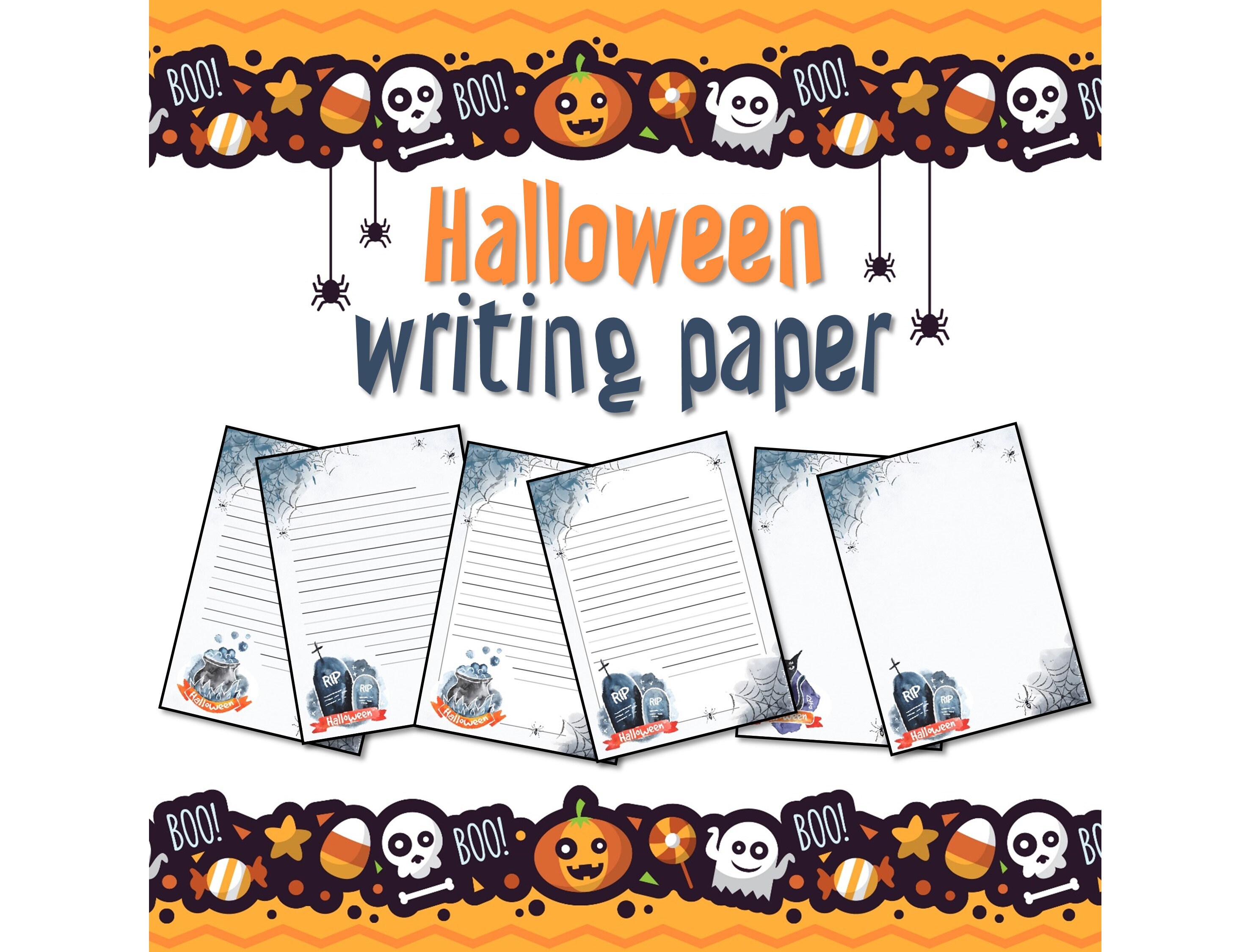 Halloween Writing or Drawing Paper Instant Download - Etsy