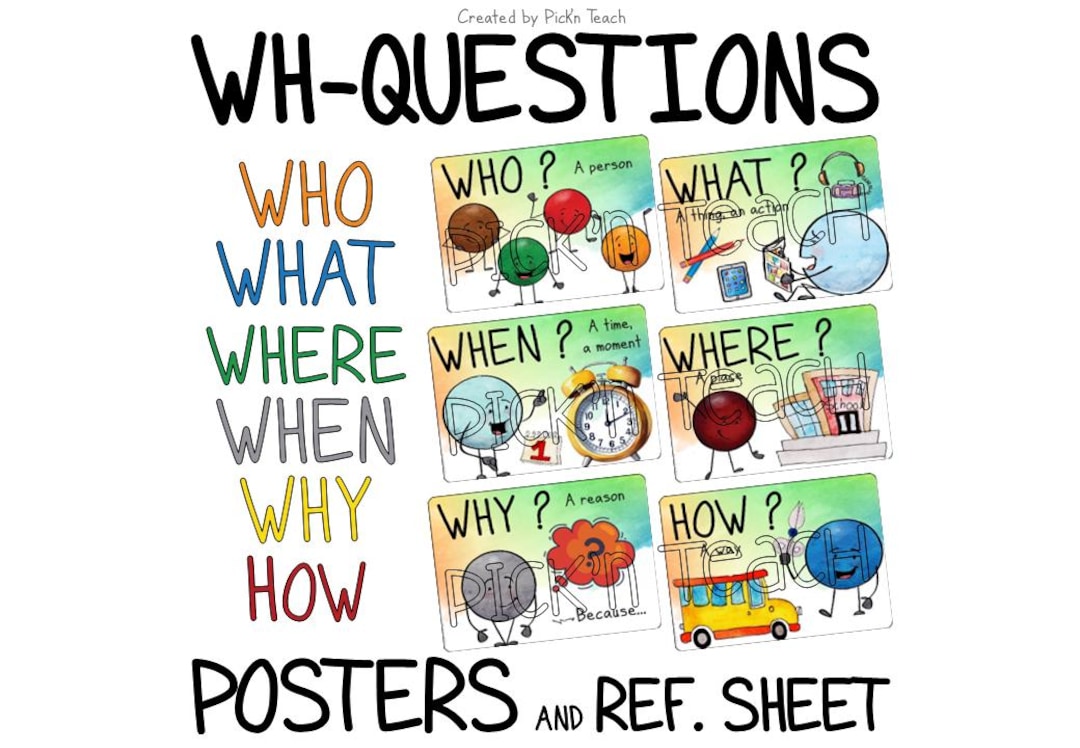 WH Questions - Classroom Posters and Reference Sheets for Kids - DUDES ...