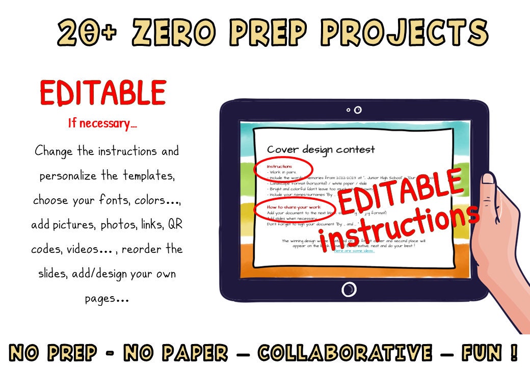 Digital Class YEARBOOK or Memory Book Templates NO PREPARATION Ready-to ...