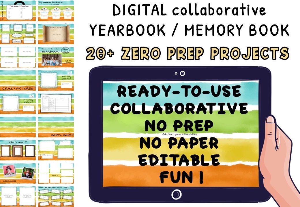 Digital Class YEARBOOK or Memory Book Templates NO PREPARATION Ready-to ...