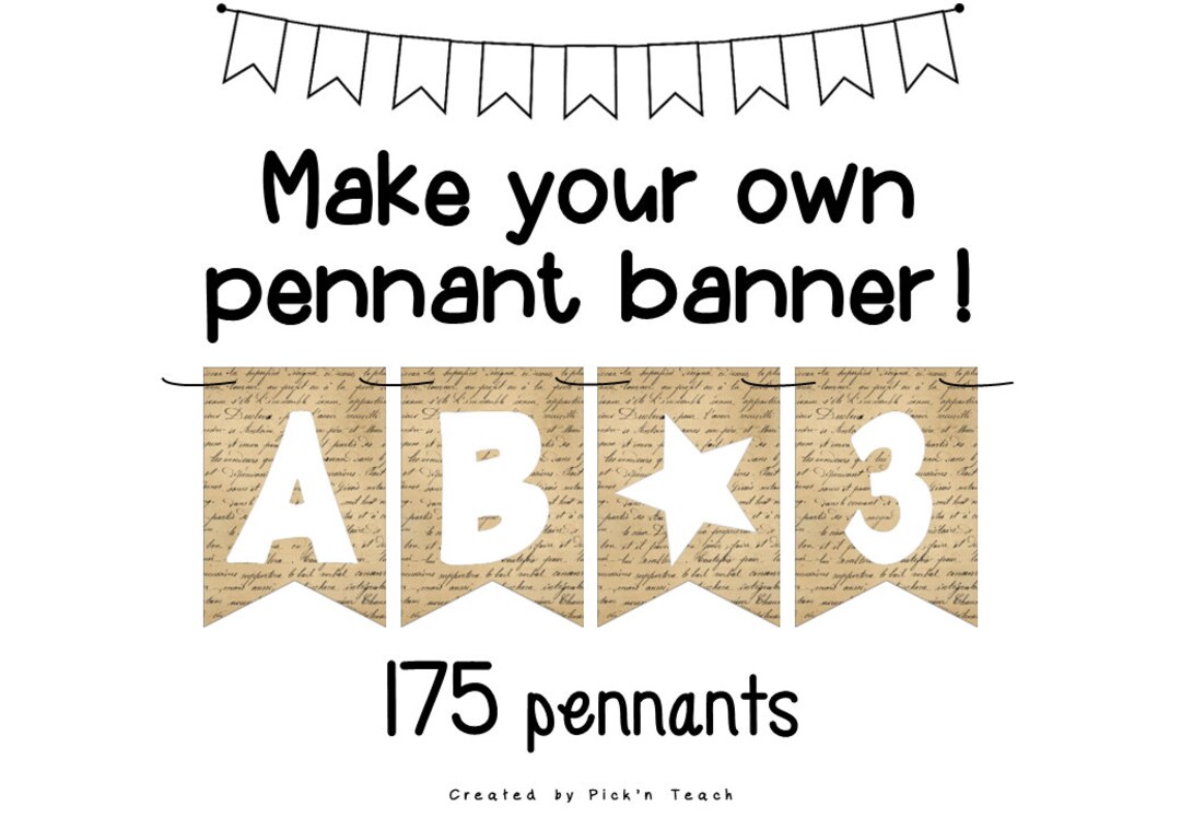 Printable BANNER Templates With 175 Pennants Parchment Words for ...