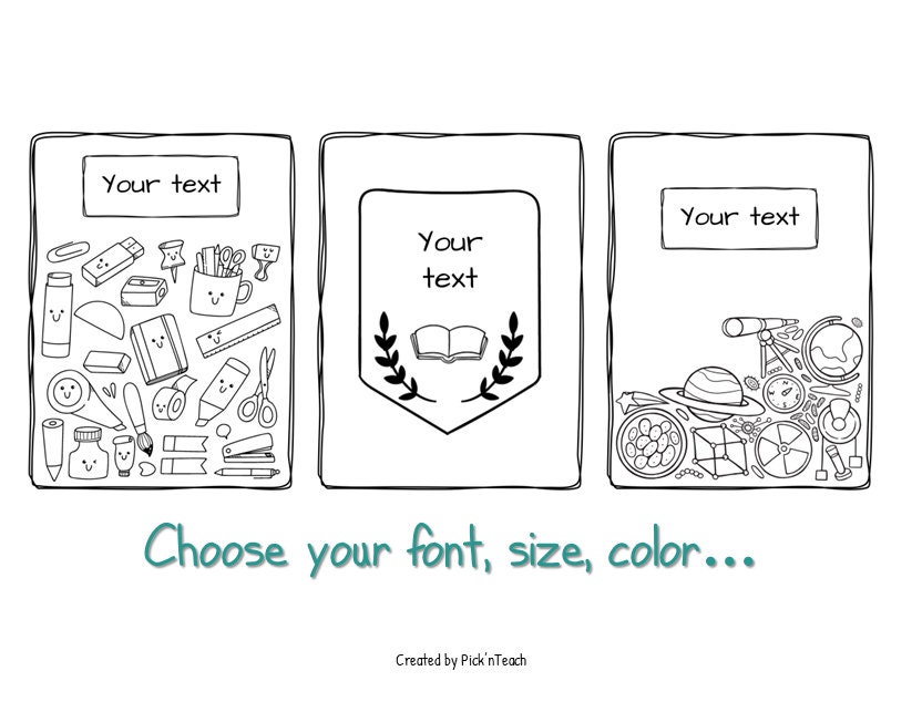 EDITABLE BUNDLE of Coloring Book Covers / Pages for Back to School 120 ...