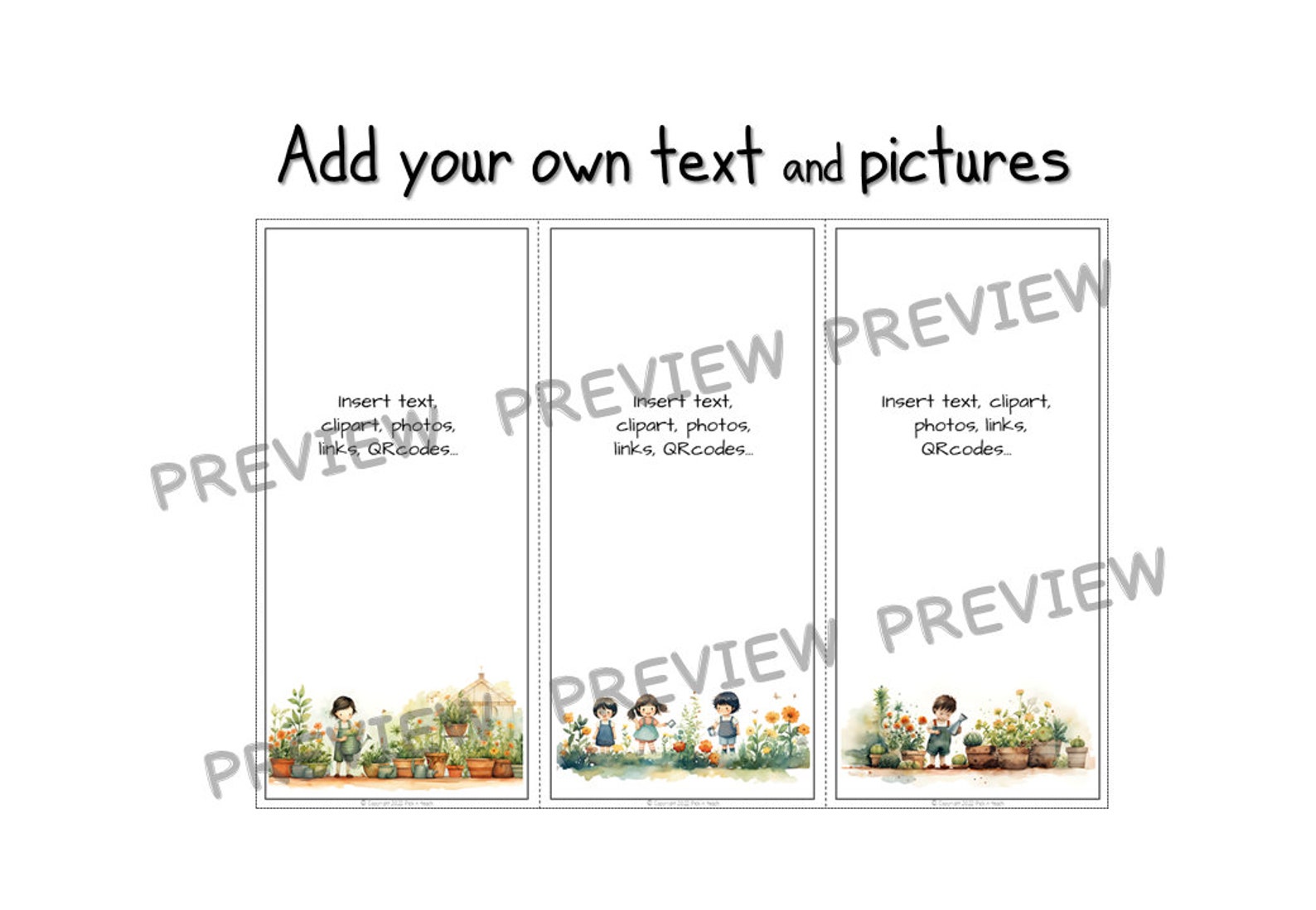 21 BOOKMARK Templates "gardens, Plants and Flowers" - Add Your Own Text ...