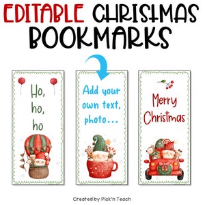 Editable BOOKMARK Templates for Christmas - Add Your Own Text and ...